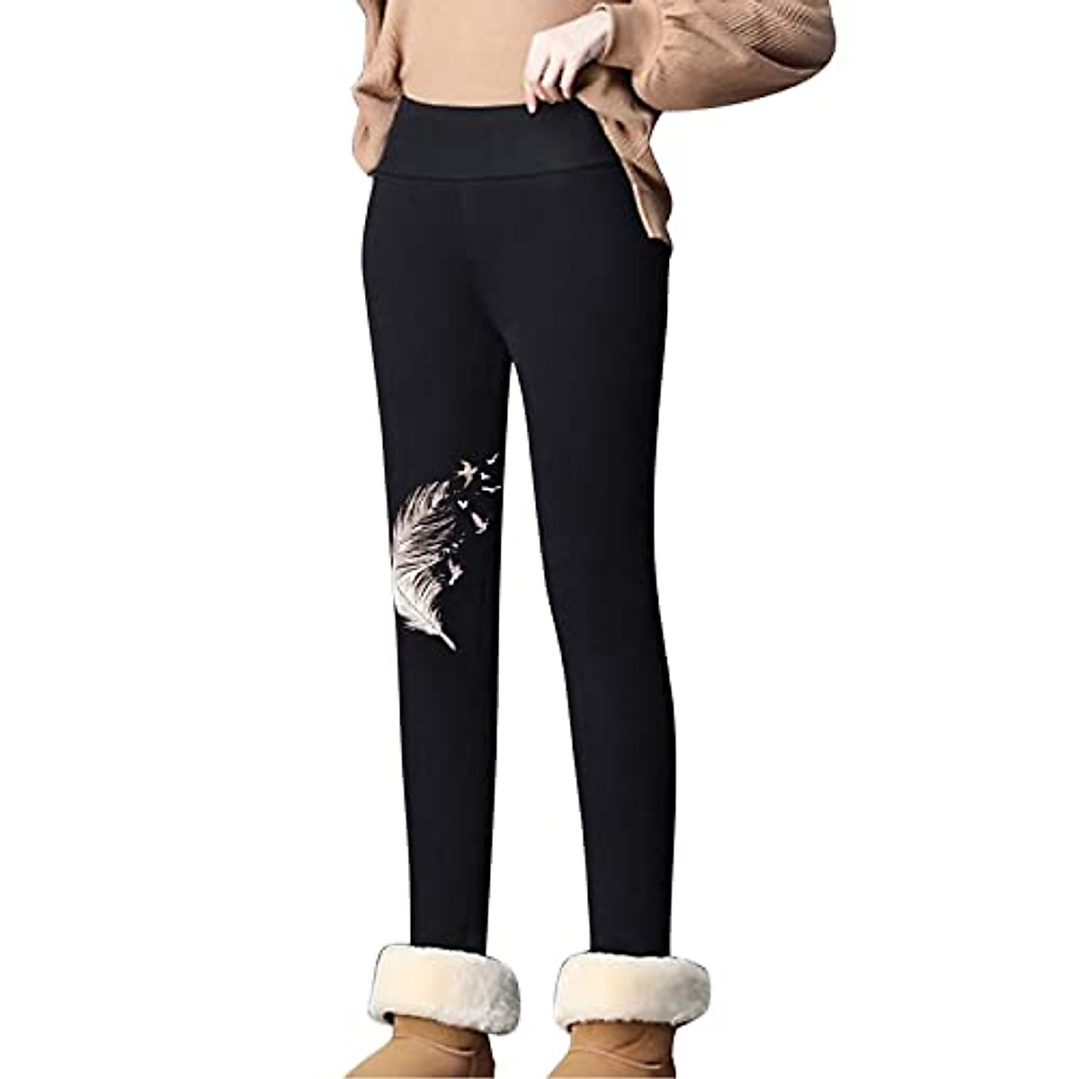 High Waisted Thermal Winter Yoga Pants for Women High Waisted Thermal Winter Hiking Running Pants Pockets(Pink,X-Large)