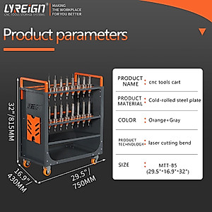 LYREIGN CNC Tool Holder cart, Multi-Purpose CNC Tool Holder Transfer car, CNC Rolling Carts for Ccapto Series Tool Holder, CNC Service Cart for Storehouse Factory