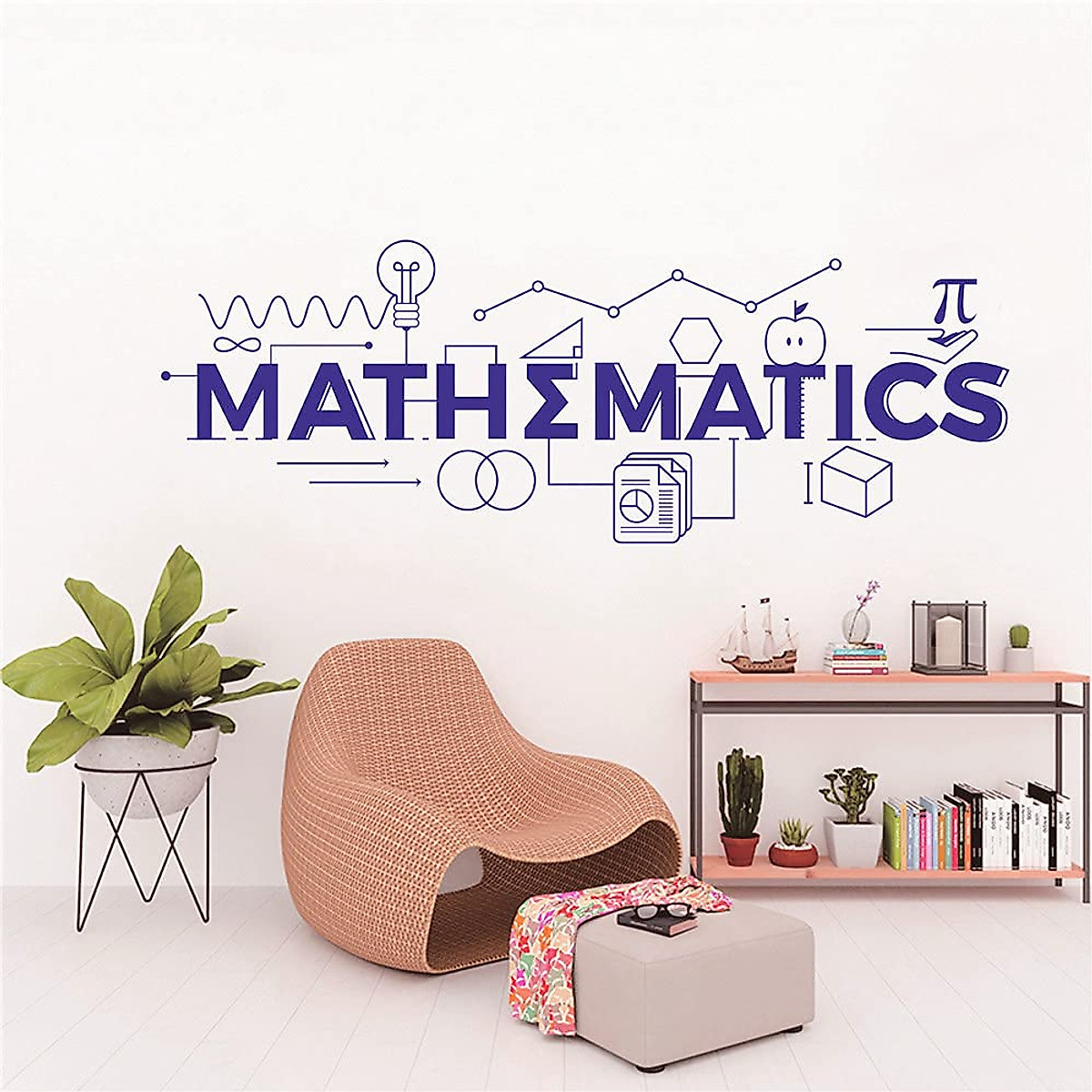 Children Room Mathematics Sign Wall Stickers Math Education Vinyl Decals School Classroom Decoration Motivational Poster Wall Murals HQ951 (Blue)