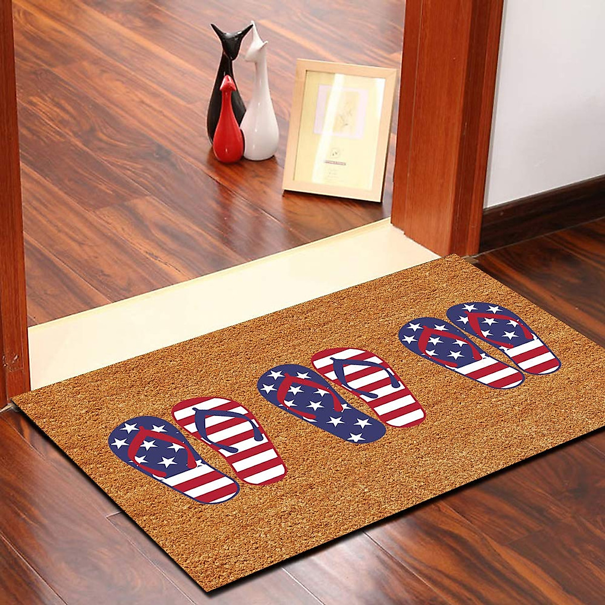 MOMOBO Funny Doormat Custom Indoor Doormat -Flip Flop American Flag Doormat Funny Front Mats Home and Office Decorative Entry Rug Garden/Kitchen/Bedroom Mat Non-Slip Rubber 23.6 x15.7 Inch