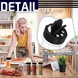 OJYUDD 8 Pack 5.5 Oz Plastic Round Spice Bottles with Black Shaker Lids,Reusable Seasoning Containers Jars,Clear Plastic Bottle Containers with Shaker Lids for Powders,Spice,Herbs,Glitters