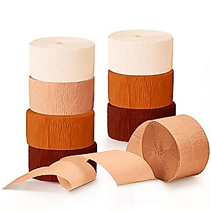 NICROHOME Weddings Decorations, 8 Rolls Rust Orange Crepe Paper Streamers, Brown Tassels Streamer Paper for Rustic Wedding, Retro Party, Thanksgiving Decorations,82Ft Long