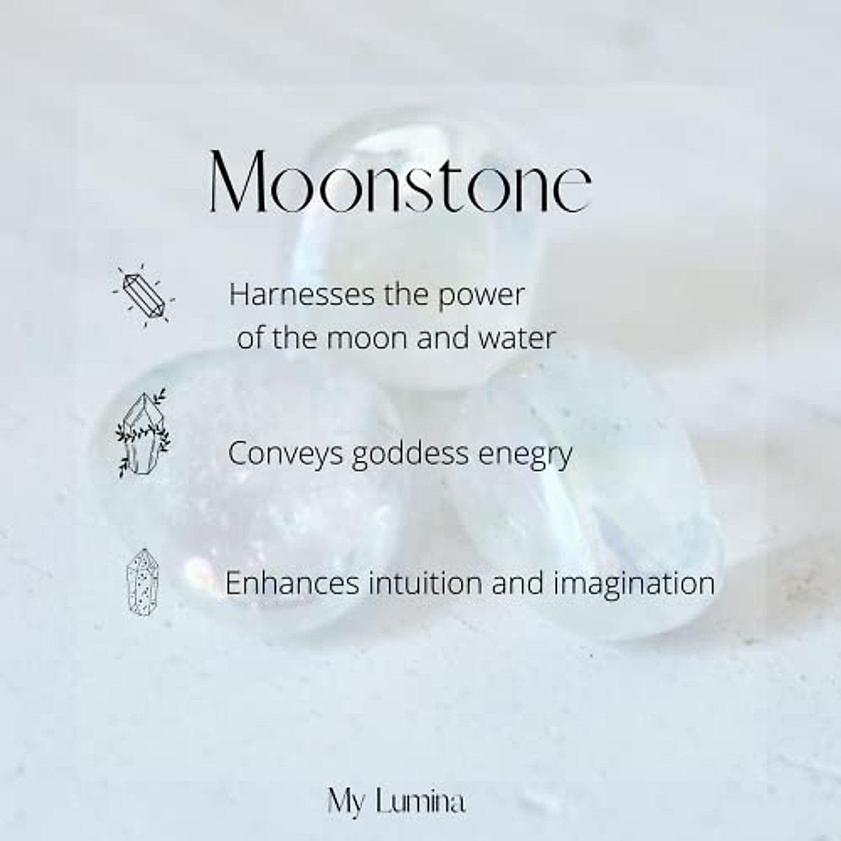 My Lumina New Moon Aromatherapy Candle w/Moonstone Crystal Inside -Natural Stone Healing Energy, Stress Relief, Relaxing & Balance- Soy Wax Scented Candle Home - Gift for New Beginnings - Night Black