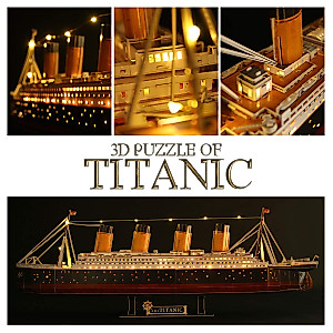 CubicFun 3D Puzzles for Adults - LED Titanic 35'' Large Ship - New Home Desk Decor - House Warming, Wedding, Anniversary, Valentines Day Teacher Gifts for Him Her Stocking Stuffers for Adults