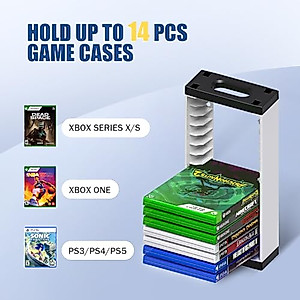 Nargos Video Game Holder Wall Mount, Gaming Accessories Storage for PS5, PS4, Xbox One, Xbox Series X/S Game Cases, Organizer Accessories (Include 2 Controller Wall Holders)