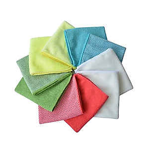 SINLAND Microfiber Dish Cloth for Washing Dishes Dish Rags Best Kitchen Washcloth Cleaning Cloths with Poly Scour Side 5 Color Assorted 12inchx12inch 10pack