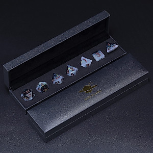 DND Dice Sharp Edge Dice Polyhedral Dice Mini Planet Dice Dungeons and Dragons Dice Handmade Dice Set Peachy Galaxy (Dark Knight)