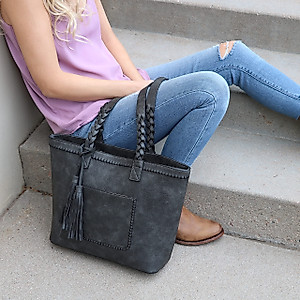 Lady Conceal Concealed Carry Purse - Locking Cora Stitched Gun Tote (Gray)