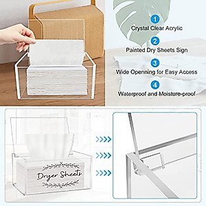 Laundry Dryer Sheet Container with Lid- Clear Acrylic Dryer Sheet Dispenser for Storage Fabric Softener Sheets, Transparent Container Storage Box Dryer Sheet Holder for Laundry Room Organization