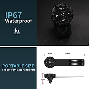 Jaesien Bluetooth Media Button Remote,Waterproof Wireless Music Controller for Car Bike Motorcycle,Steering Wheel Control Button Compatible for iPhone/Android Phone Black