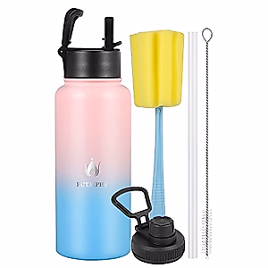 Insulated Water Bottle with Straw Lid, 32oz Vacuum Stainless Steel Insulated Sports Water Bottle, Double Wall BPA Free Sweat-Proof Thermos to Beverages Perfectly Keep Cold or Hot