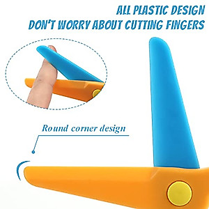 LOVESTOWN 8 PCS Plastic Safety Scissors, Toddler Safety Scissors Kids Plastic Scissors Toddler Scissors Age 3 for Children Art Supplies