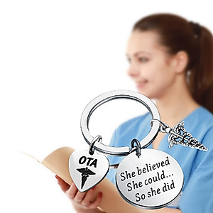 ENSIANTH OTA Gift Occupational Therapist Assistant Keychain OTA Graduation Gift Occupational Therapy Gift (OTA She Believed KR)
