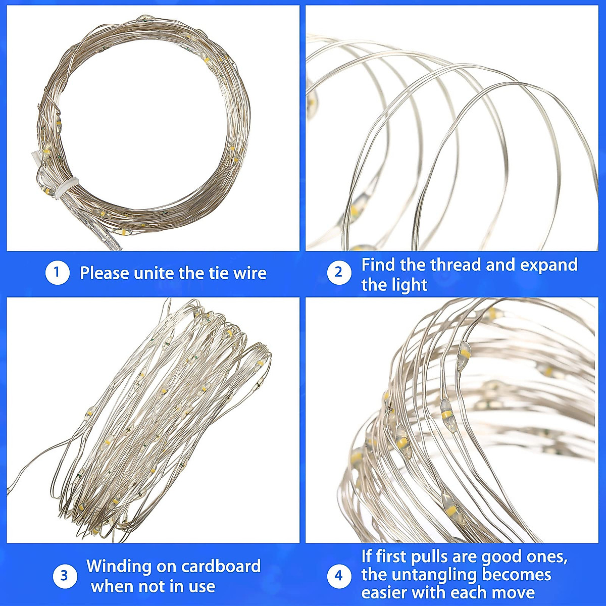 Tuanse 10 Pack Fairy String Light with Timer Function 16.4 ft 50 LED Twinkle Copper Wire Light Battery Operated for Christmas Bedroom Garden Party Decor(Cool White)