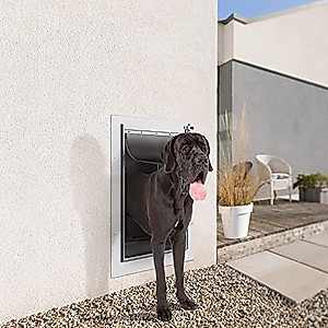 Baboni Pet Door for Wall, Steel Frame and Telescoping Tunnel, Aluminum Lock, Double Flap Dog Door and Cat Door, Strong and Durable (Pets Up to 100 Lb) -Large