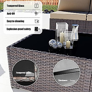 Piltwoff 7 Pieces Wicker Patio Conversation Sets,Modern Outdoor Sectional Furniture Patio Sets All-Weather for Backyard, Balcony(Brown)