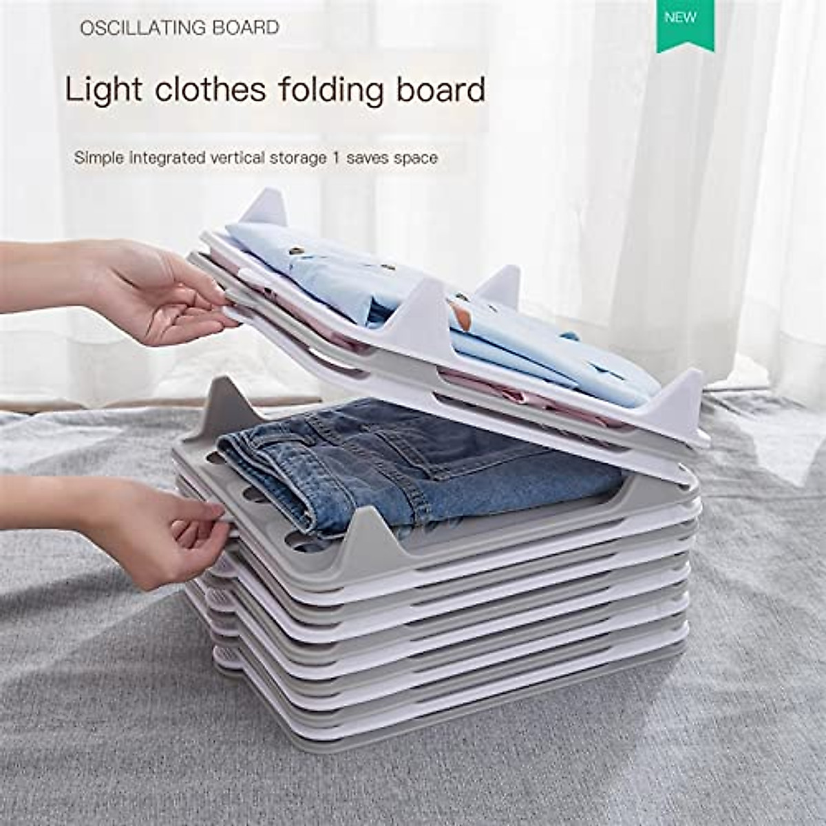 HIDDIT Lazy Folding Board Multi-Functional Folding Board Clothes Sweater Storage Folding Board Folding Clothes Artifact (Color : Gray, Size : One Small)