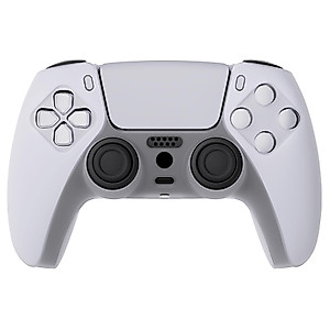 PlayVital Transparent Clear White Pure Series Anti-Slip Silicone Cover Skin for ps5 Controller, Soft Rubber Case for ps5 Wireless Controller with Clear White Thumb Grip Caps