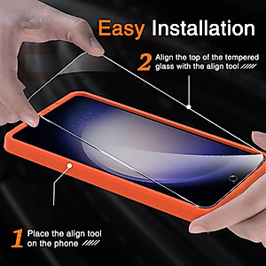 Milomdoi 3 Pack Screen Protector for Samsung Galaxy S23 6.1 Inch with 3 Pack Tempered Glass Camera Lens Protector, Ultra 9H Accessories, Case Friendly, Mounting Frame, 2.5D Curved - HD