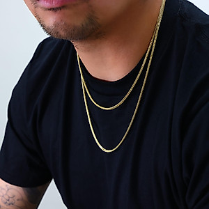 Nuragold 10k Yellow Gold 2.5mm Franco Chain Box Square Wheat Pendant Necklace, Mens Womens Jewelry 16" 18" 20" 22" 24" 26" 28" 30"