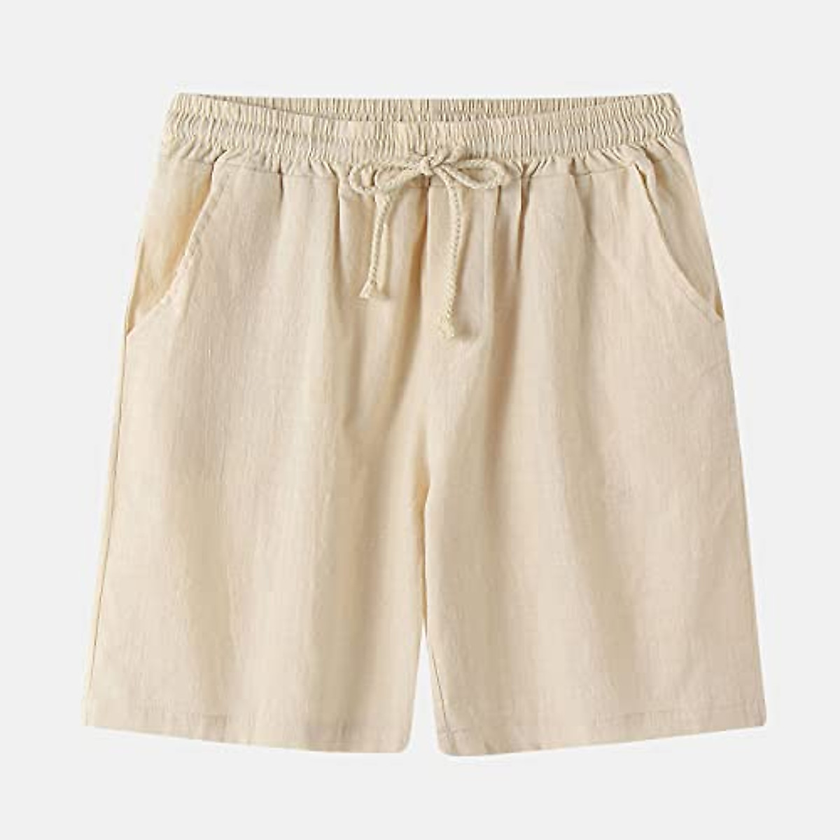 Men's 7 Inch Inseam Linen Shorts Classic-Fit Drawstring Elastic Waist Pleat Front With Pocket Outdoor Sport Gym 5 Inch Inseam With Liner Khaki 2X
