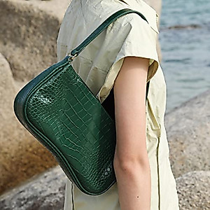 S.Leaf Retro Shoulder Bag Soft Crocodile Vegan Leather PU Handbags for Women Clutch Purse Designer Handbags for Women