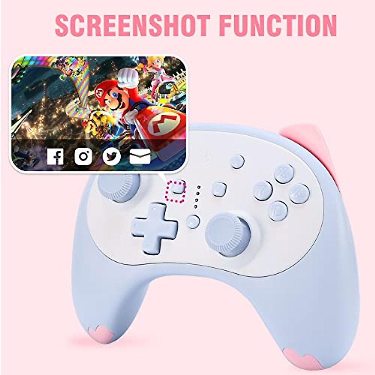 IINE Cute Switch Controller, Bluetooth Cartoon Kitten Nintendo Switch Controllers Wireless, Kawaii Light Switch Gaming PC Controller with TURBO/Double Vibration Function