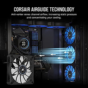 CORSAIR ML120 LED Elite, 120mm Magnetic Levitation Blue LED Case Fan with AirGuide, Single Pack, Black
