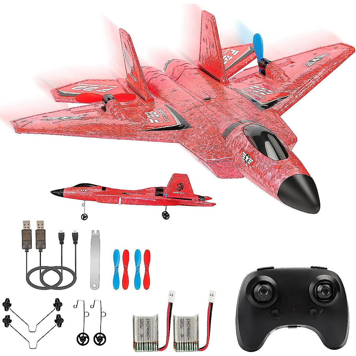 RC Plane, F22 RC Airplane Fighter Ready to Fly, 2.4Ghz 2 Channel Remote Control Plane, RC Airplanes Toy for Boys Girls Kids Beginners