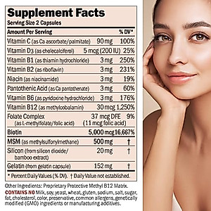 ANDREW LESSMAN Healthy Hair, Skin & Nails 60 Capsules – 5000 mcg High Bioactivity Biotin, B-Complex - Promotes Beautiful Hair, Skin, Strong Nails - No Additives Hair Growth Vitamins Biotin Supplement