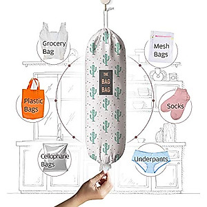 Cactus Plastic Bag Holder and Dispenser, Grocery Shopping Bags Carrier, Garbage Bag Organizer for Kitchen,Cactus Home Kitchen Décor, Gifts for the Holiday/Housewarming/Family/Friends,23x9 inch