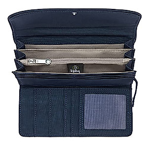Kipling Women's Money Land, RFID Anti-Hacker Technology, Nylon Snap Wallet, Blue Bleu 2, 7.25''L x 4''H x 1''D