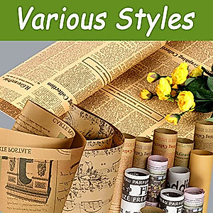 Ouzrpuo Wrapping Paper 20pcs Christmas Vintage Gift Wrapping Paper Large Newspape for Packaging Flower, Birthday Gift, Book (20.5 * 27.5 Inch)