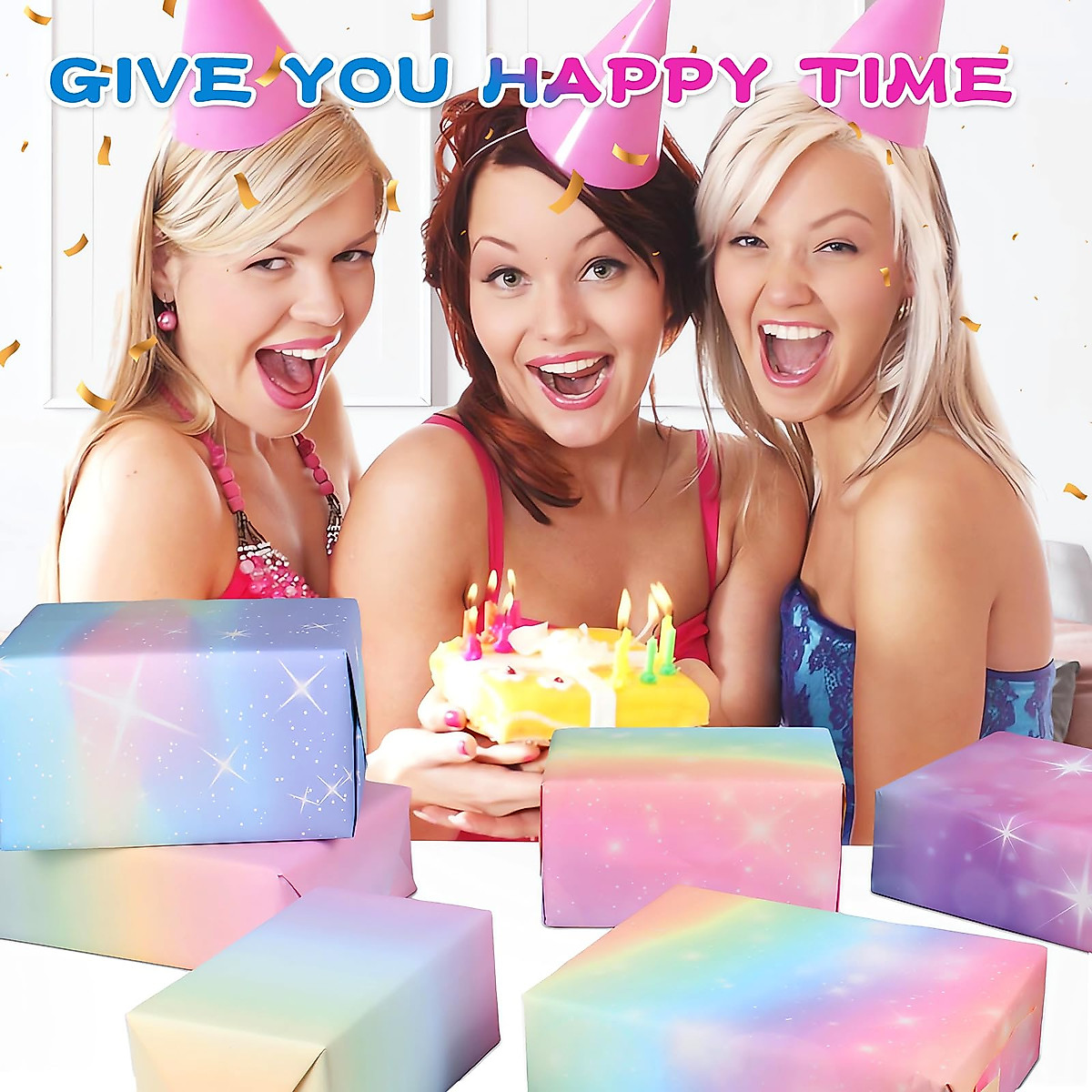 Girls Wrapping Paper Birthday Gift Wrap Set,Birthday Wrapping Paper Sheets,Fairy Wrapping Paper for Girl Women Female Girly Birthday Paper Birthday Wrap Present Wrap Gift Wrapper Gift Wrapping Paper,6 sheets