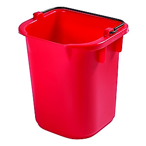 Rubbermaid Commercial Products Heavy-Duty Cleaning Pail, 5-Quart, Red, Utility Bucket with Built-In Spout and Handle for House Cleaning/Storage/Livestock Feeding/Car Washing