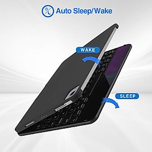 ProCase Keyboard Case for iPad Air 6th 11 inch 2024/Air 5th/4th 10.9" 2022 2020/ iPad Pro 11" 2022 2021 2020 2018, 360 Degree Rotation Wireless Keyboard with 7 Colors Backlit, Auto Sleep/Wake -Black