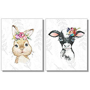 Baby Farm Animals Wall Art Prints - Nursery Decor - Set of 6-8x10 - Unframed - Watercolor
