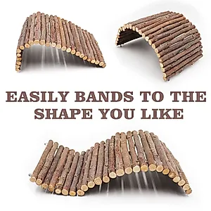 Hermit Crab Climbing Toys, Wooden Hermit Crab Hideout, Reptile Tank Habitat Decor, Bendable Ladder Bridge Tunnel Toys for Lizard Chameleon Hamster Rats Chinchilla Guinea Pig Rabbit Bearded Dragon