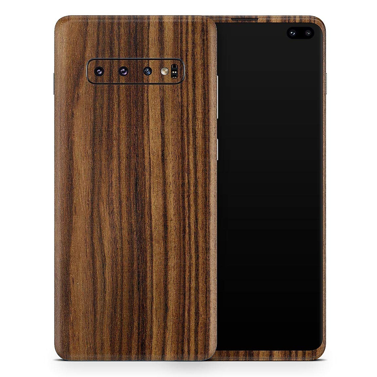 DesignSkinz Bright Ebony Woodgrain 2 Protective Vinyl Decal Wrap Skin Cover Compatible with The Samsung Galaxy S20 (Screen Trim & Back Glass Skin)