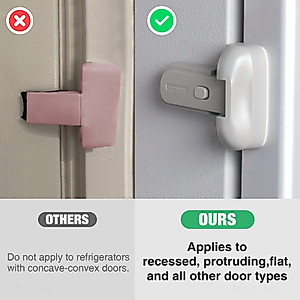 NiHome Child Proof Refrigerator Fridge Freezer Door Lock 2-Pack for Kids Safety, Child Proof Doorknob for Max 1" (25mm) Sealing Strip for Toddlers and Kids, No Tools or Drilling Need (Grey)