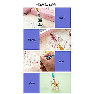 XIAOYU Luminous Glass Dip Pen Ink Set - Crystal Glass Dip Pen with 12 Colorful Inks for Art, Writing, Signatures, Calligraphy - Ice Blue