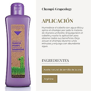 Salerm - Shampoo for White or Bleached Hair - Grapeology Biokera Natura Shampoo - 300 ml - With Grape Seed Oil - Nourishes and Hydrates Hair - Gentle Cleanse - Prevents Color Oxidation
