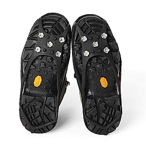 Homebeast 1 Pair 5-Teeth Tooth Anti-Skid Spikes Cleats Flexible Ice Snow Crampons Gripper Anti Slip Snow Shoes Boot for Hiking Climbing Winter Outdoor