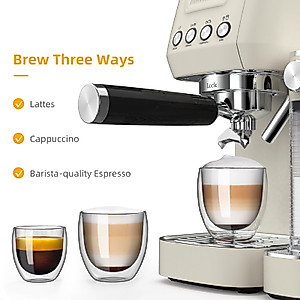 MAttinata Espresso Machine 20 Bar, Cappuccino Machine for Home with 2.0 Long Life Automatic Milk Tank, Espresso Maker with Milk Frother, Coffee Maker Present, Stainless Steel-Mattino Creamy Love