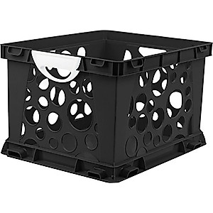 Storex Large Storage and Filing Crate with Comfort Handles, 17.25 x 14.25 x 10.5 Inches, Black/White, Case of 3 (STX61788U03C)