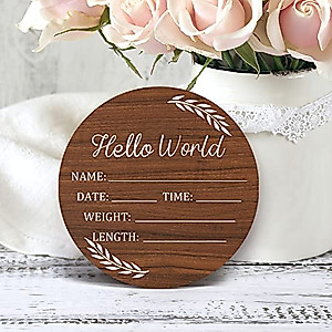 Baby Announcement Sign,Hello World Newborn Sign,Baby Name Sign,Baby Birth Announcement Sign for Photo Prop,Baby Nursery Decor