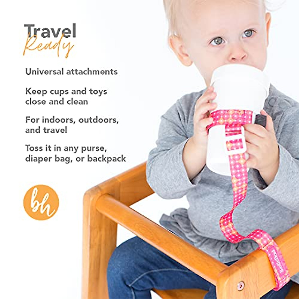 BooginHead SippiGrip Sippy Cup Strap & Baby Bottle Holder 3-Pack, Pink, Green, and Purple