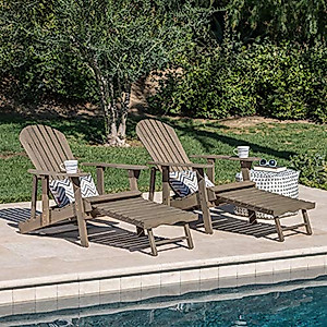 GDFStudio Halley Outdoor Reclining Wood Adirondack Chair with Footrest (2, Grey)