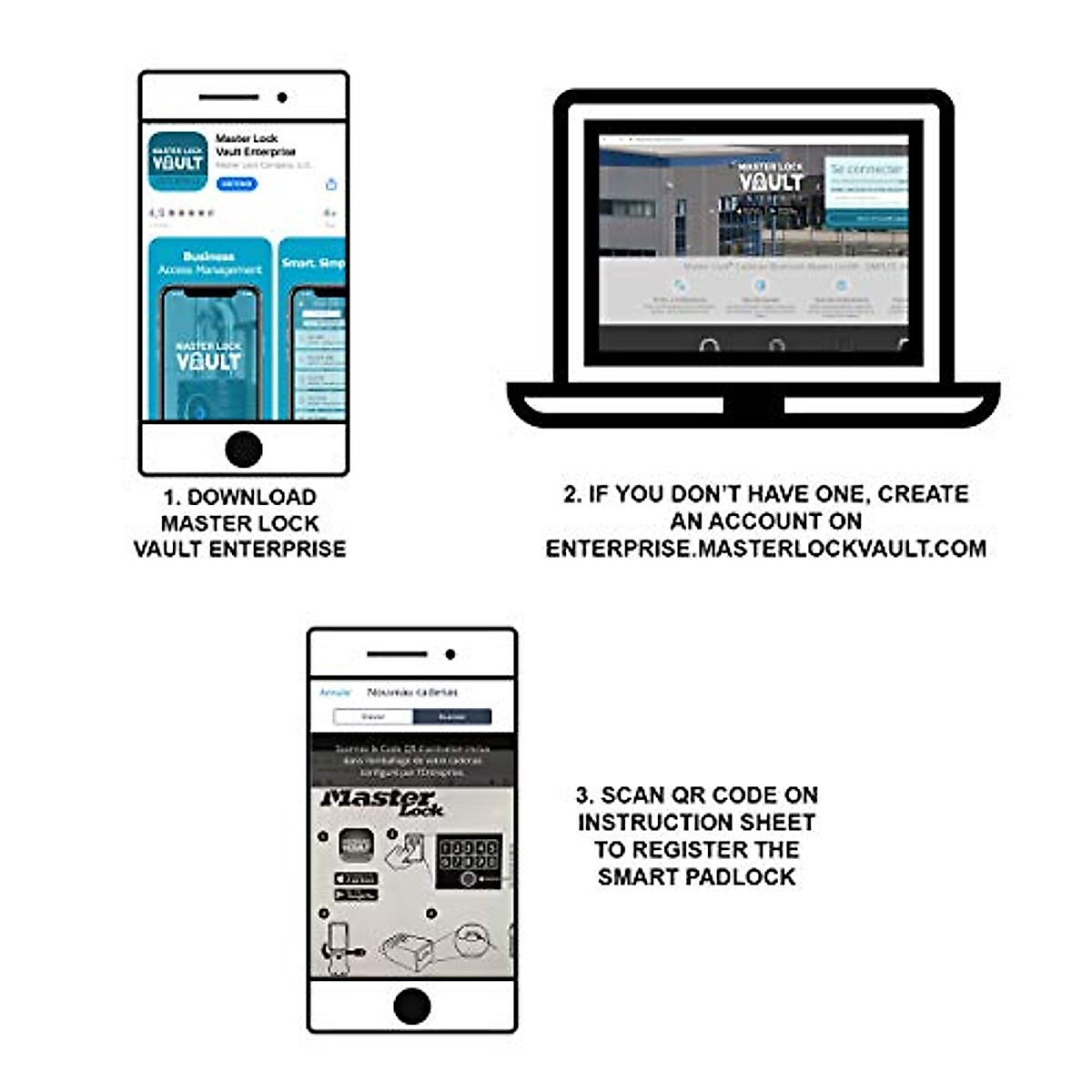 Master Lock Padlock, Outdoor Personal Use Bluetooth Lock, 2-7/32 in. Wide, 4401DLH