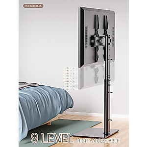 Universal Floor TV Stand with Mount 70 Degree Swivel 9 Level Height Adjustable and Space Saving Design for Most 27 to 65 inch LCD, LED OLED TVs, Perfect for Corner & Bedroom AX1006TB